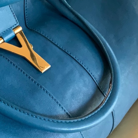 Yves Saint Laurent | Bags | Authentic Ysl Chic Cabas Bag Blue | Poshmark